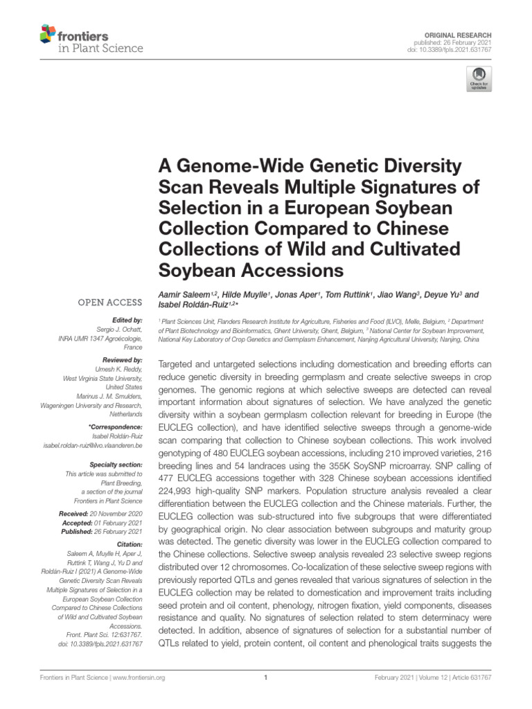 A Genome-Wide Genetic Diversity Scan Reveals Multiple Signatures of ...