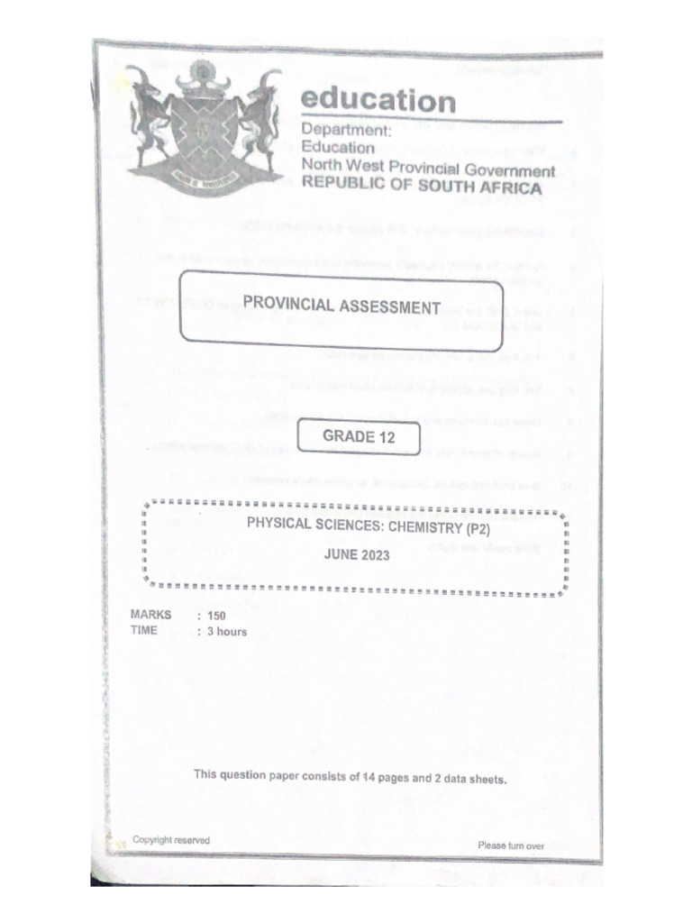 North West Physical Sciencep1 2023 | PDF