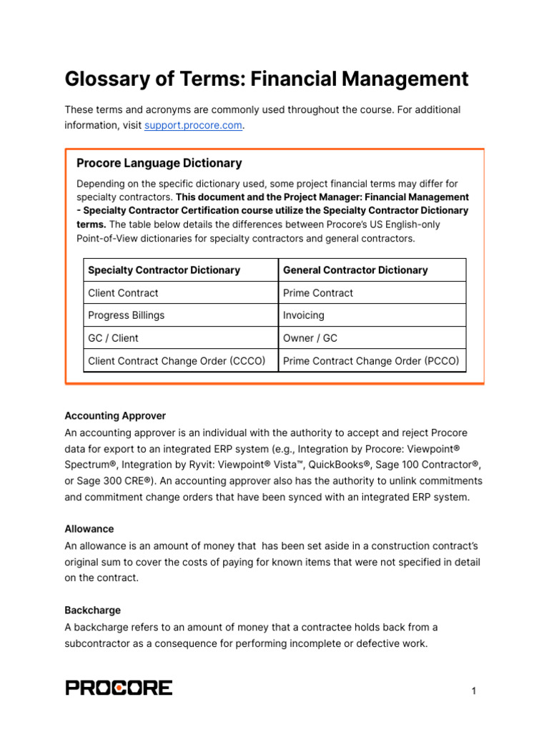 Glossary Financial Management | PDF