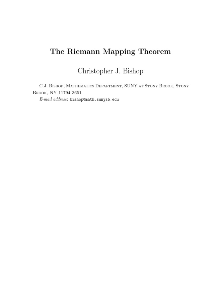 The Riemann Mapping Theorem: Christopher J. Bishop | PDF