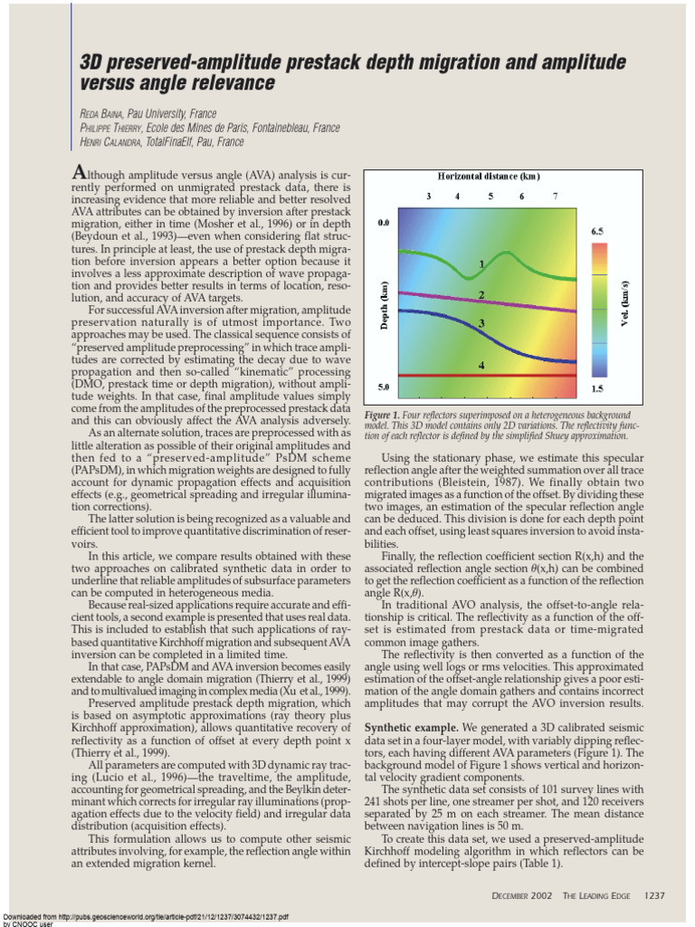 3D Preserved-Amplitude Prestack Depth Migration and Amplitude | PDF