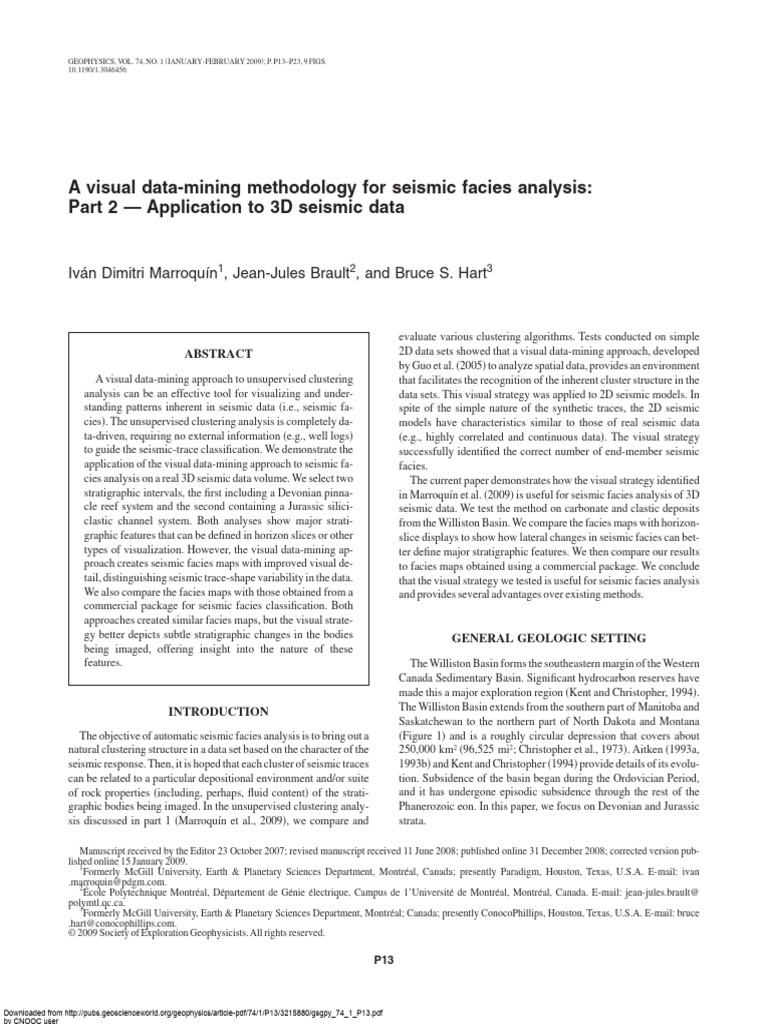 A Visual Data-Mining Methodology For Seismic Facies Analysis | PDF