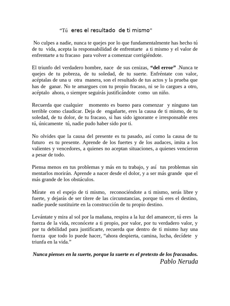 Tú Eres El Resultado de Ti Mismo | PDF