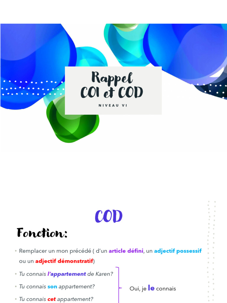 Rappel Coi Et Cod: Niveau Vi | PDF