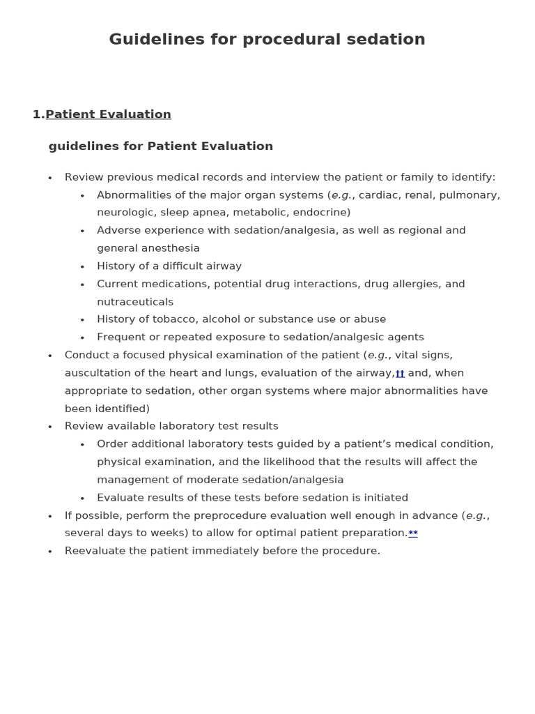 Guidelines For Procedural Sedation | PDF