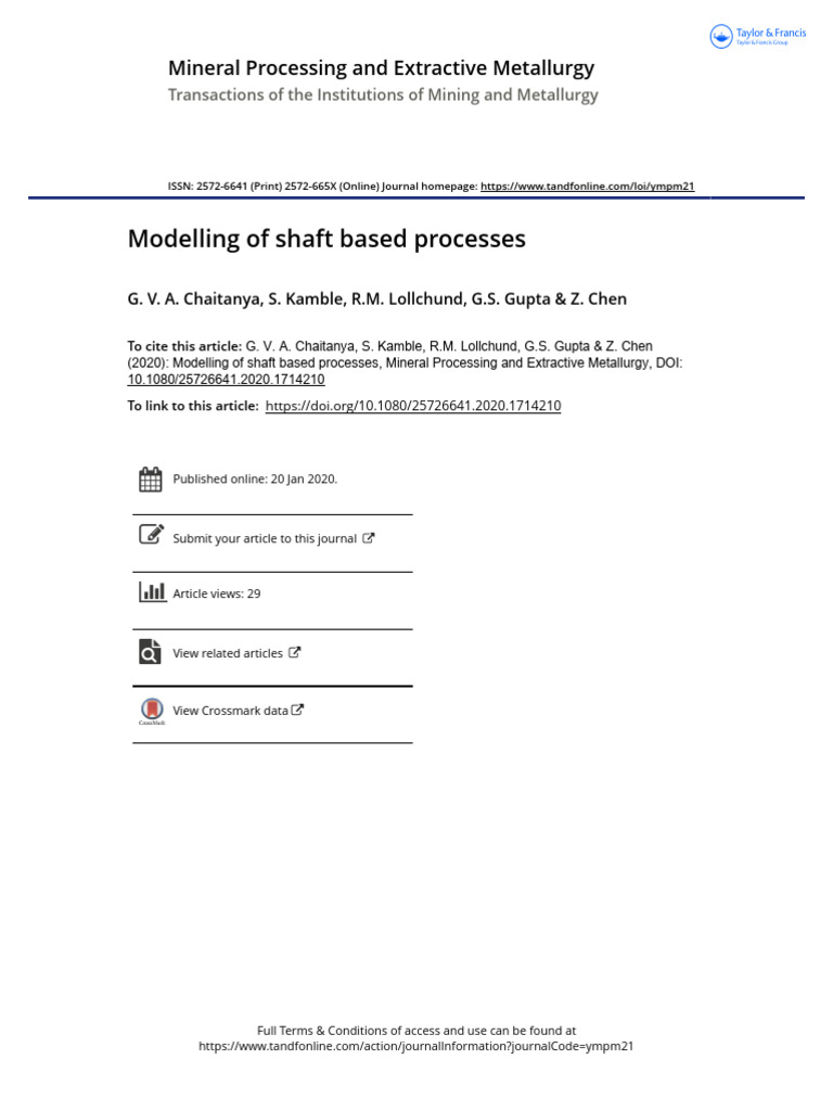 Modelling of Shaft Based Processes | PDF