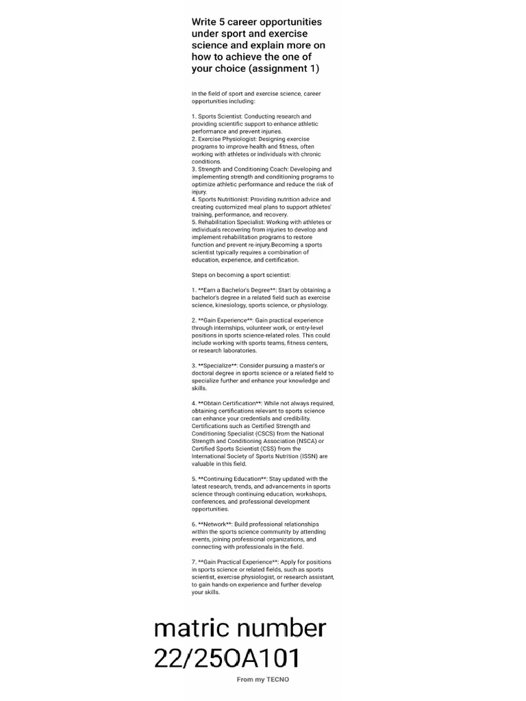 Hke 102 Assignment - Matric No.101 | PDF