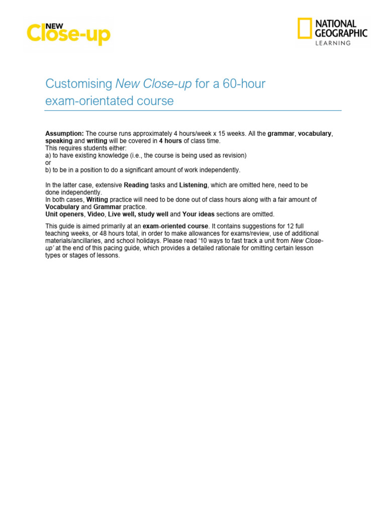 Pacing Guide - Exam Course | PDF