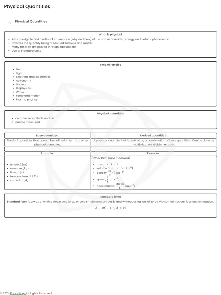 C1.1 Physical Quantities | PDF
