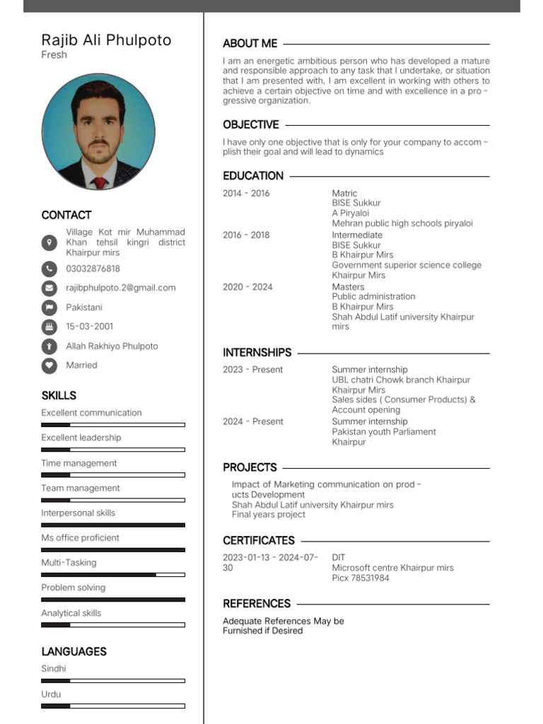 Rajib Ali Phulpoto Updated Resume | PDF