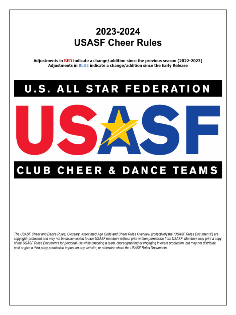 USASF Cheer Rules 23-24 | PDF | Cheerleading
