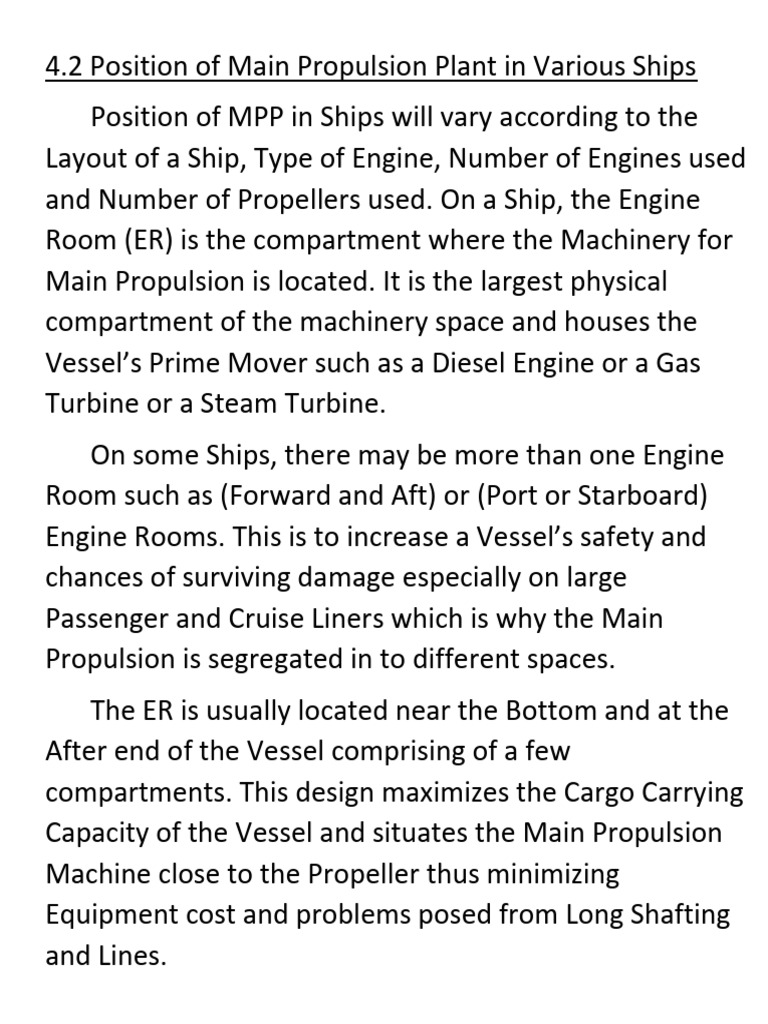 4.2 Position of Main Propulsion Plant in Various Ships | PDF