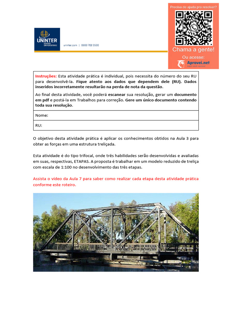 Atividade Pratica - Princípios de Mecânica e Resistência Dos Materiais - Uninter | PDF