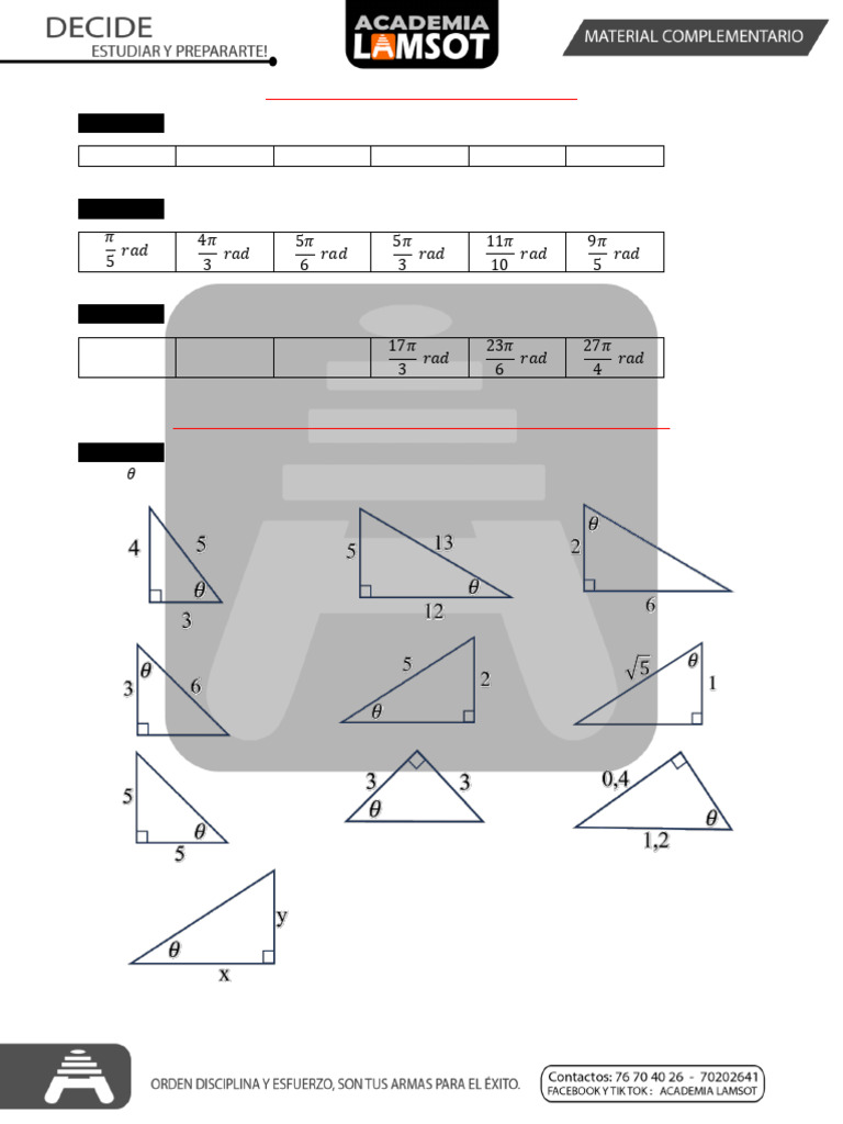 Pract Trig Parte 1 y 2-Ángulos y Triángulo Rectángulo | PDF