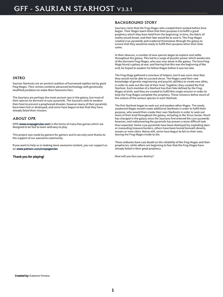 GFF - Saurian Starhost 3.3.1 | PDF