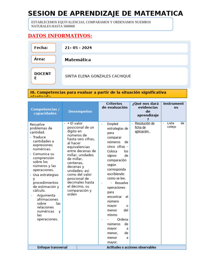 2° - Sesiones - Del - 16 - de - Mayo - Mate Equivalencias de Numeros | PDF