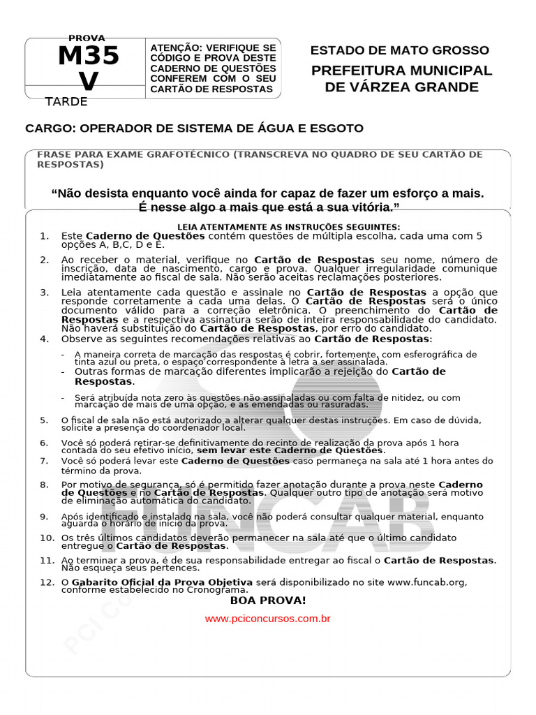 m35 V Operador de Sistema de Gua e Esgoto | PDF