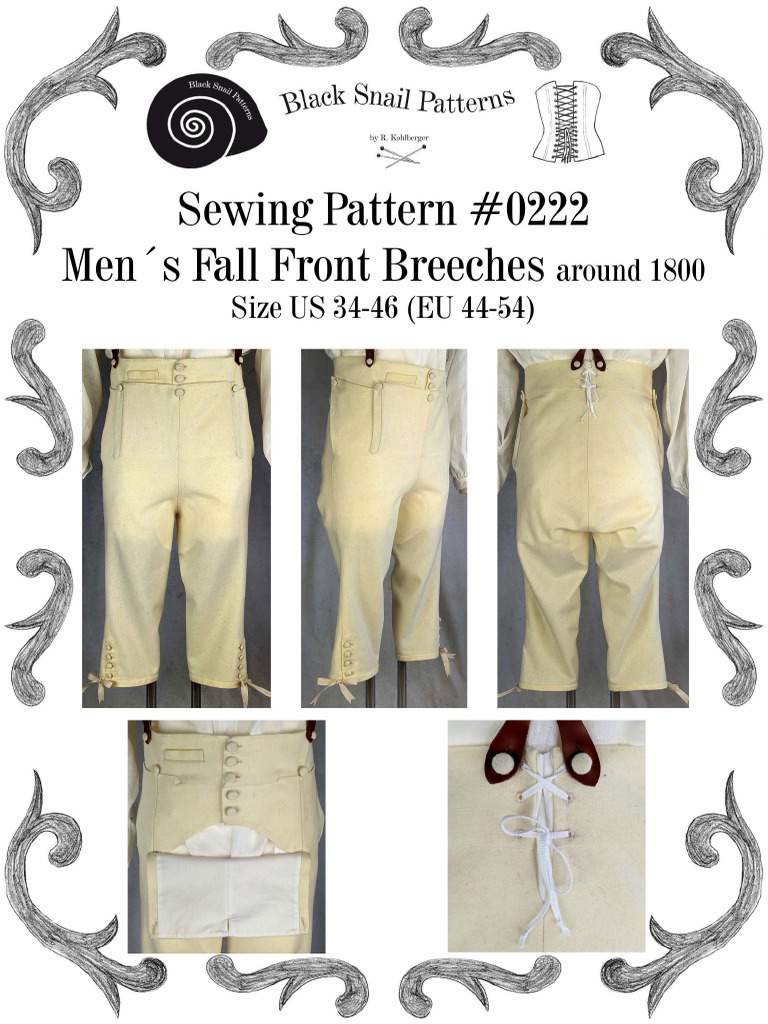 0222 Breeches Fall Front 1800 English 44 54 | PDF | Seam (Sewing ...