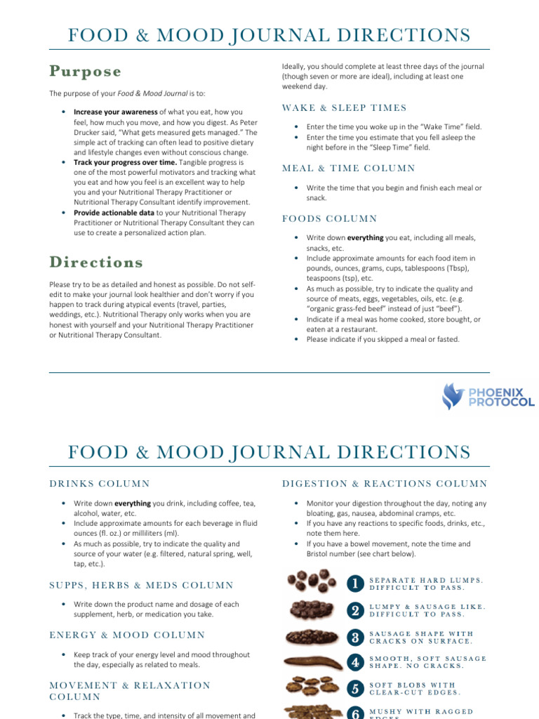 Food and Mood Journal Phoenix Protocol | PDF | Sleep | Determinants Of ...