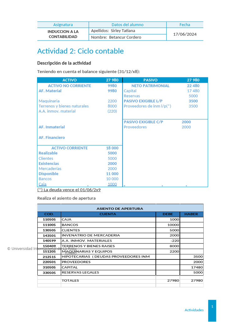 Actividad 2 Ciclo Contable | PDF