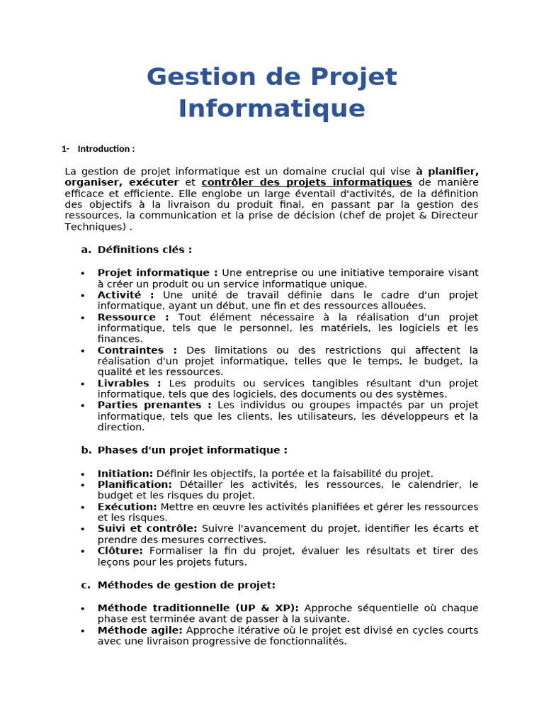 Suite Cours Gestion Projet Web | PDF