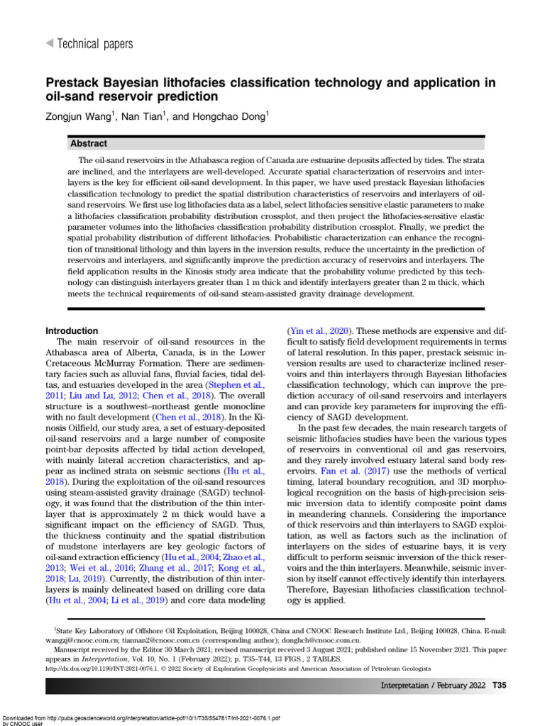 Prestack Bayesian Lithofacies Classification Technology and Application in | PDF