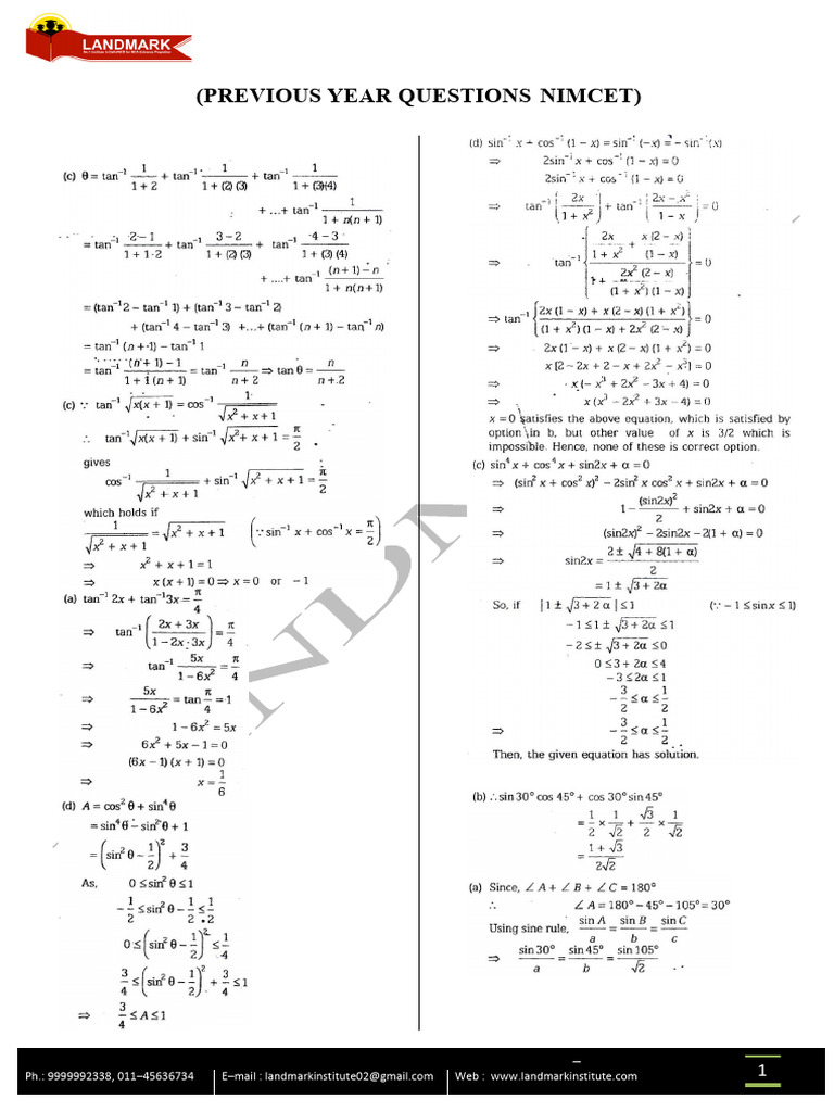 Trigonometric Solutions | PDF
