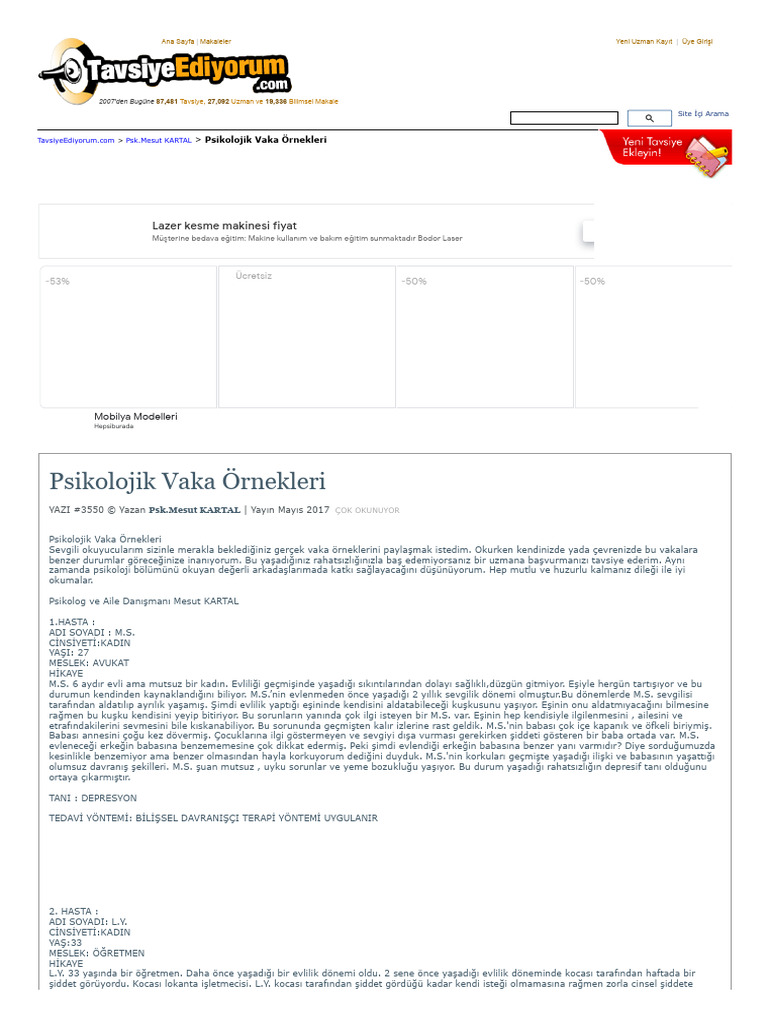 Psikolojik Vaka Örnekleri - PSK - Mesut KARTAL | PDF