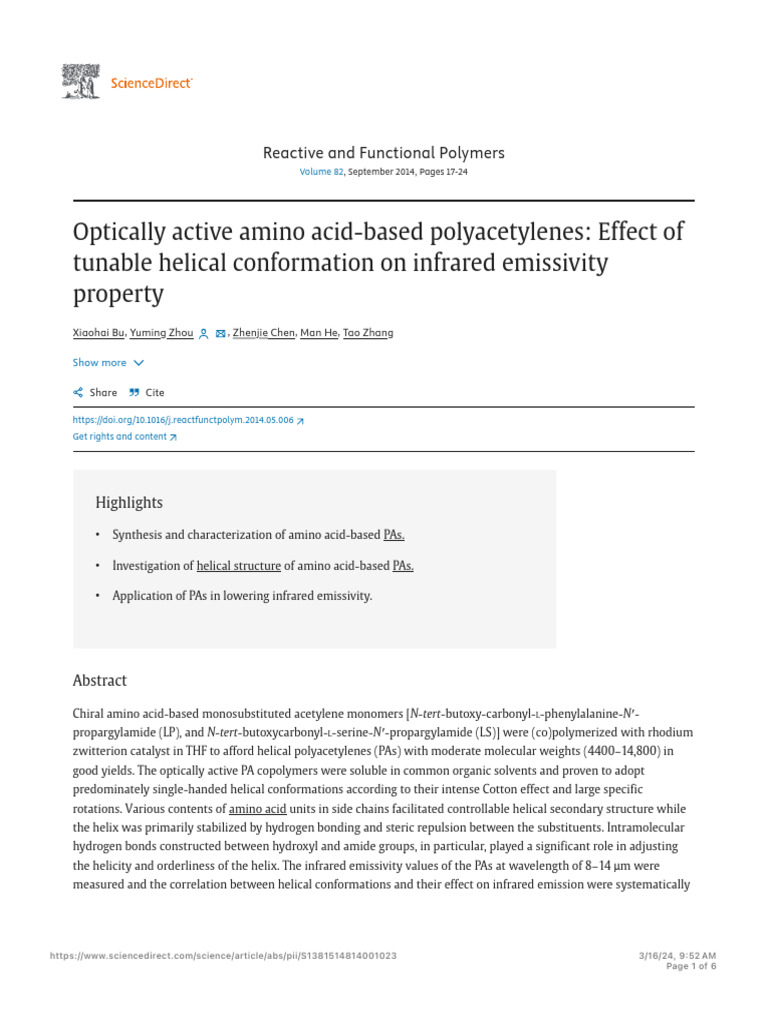 Optically Active Amino Acid-Based Polyacetylenes - Effect of Tunable ...