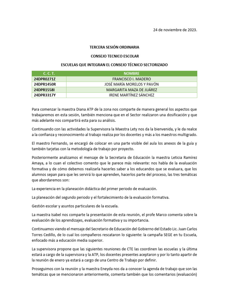 Cte Noviembre 2023 Bitácora | PDF | Evaluación | Enseñando