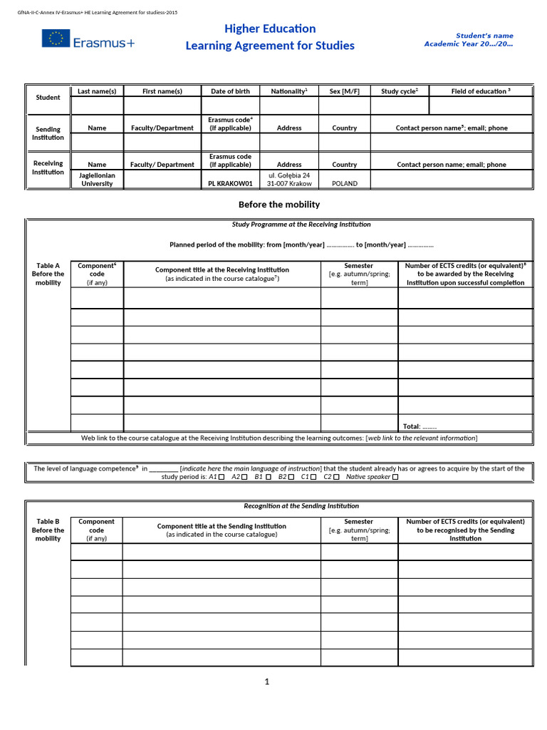 Learning Agreement | PDF