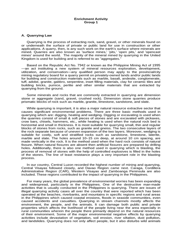 Earth Science - Enrichment Activity 1 | PDF