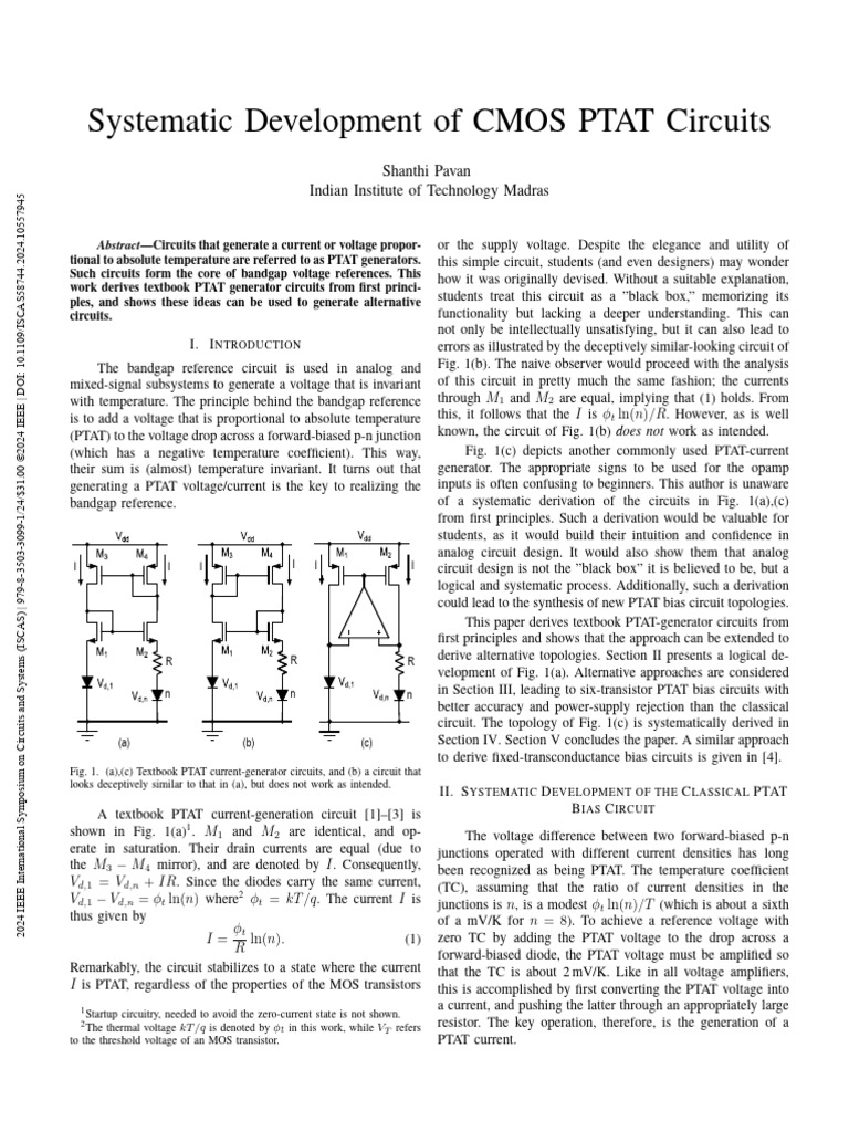 Systematic Development of CMOS PTAT Circuits | PDF