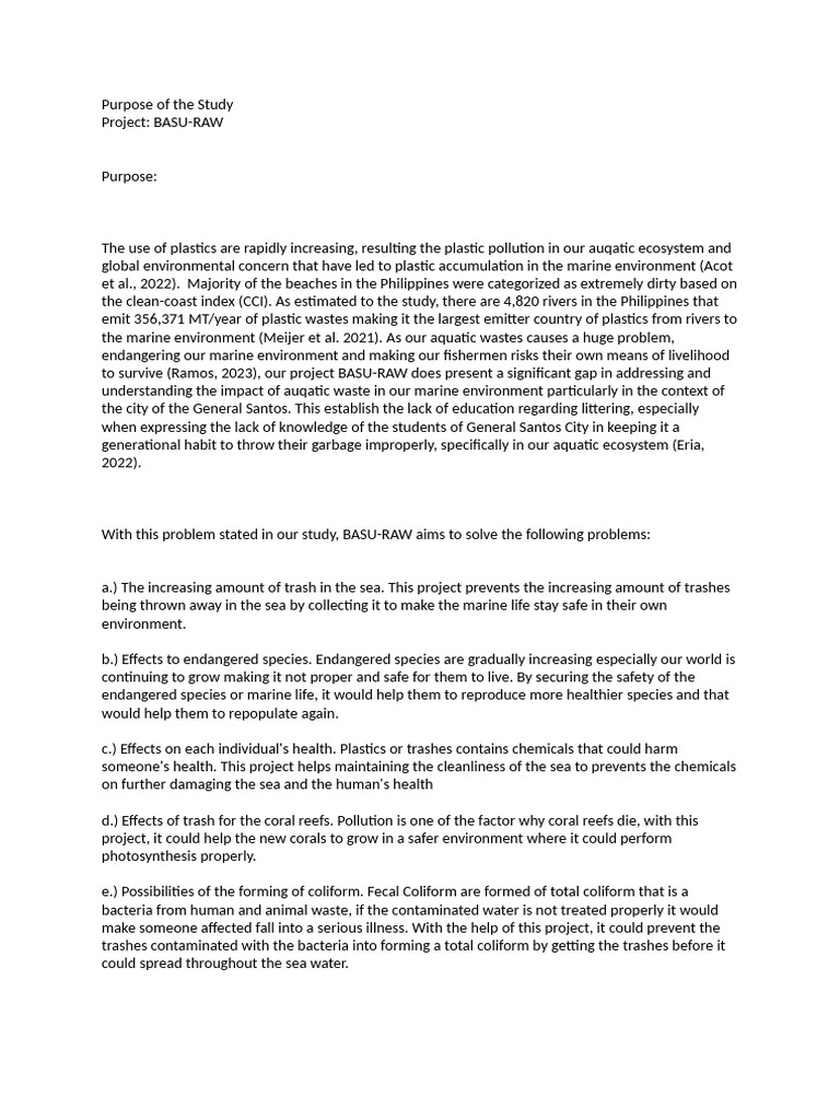 Purpose BASU RAW Project | PDF