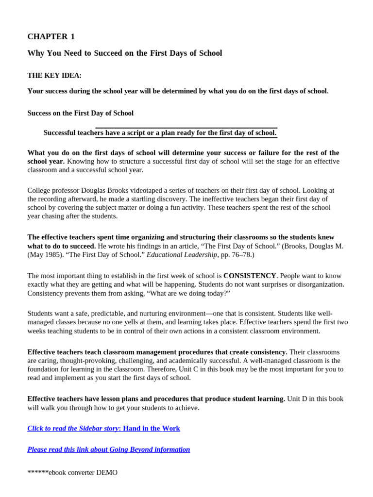 The First Days of School | PDF