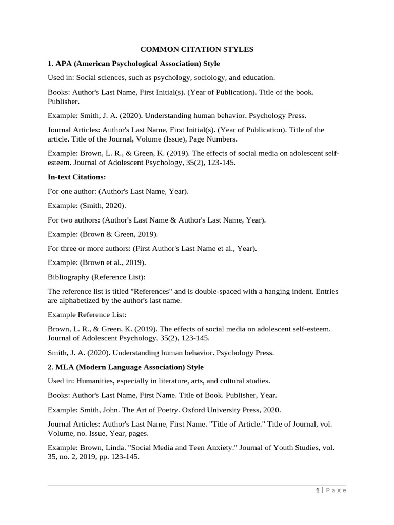 Common Citation Styles 2 | PDF