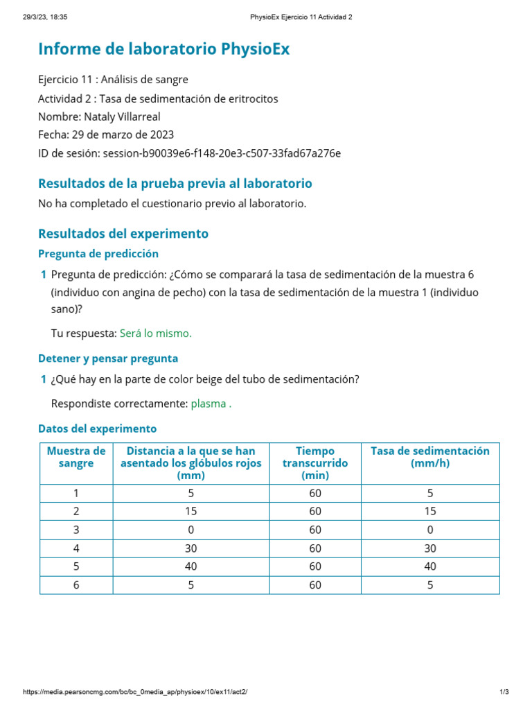PhysioEx Ejercicio 11 Actividad 2 | PDF