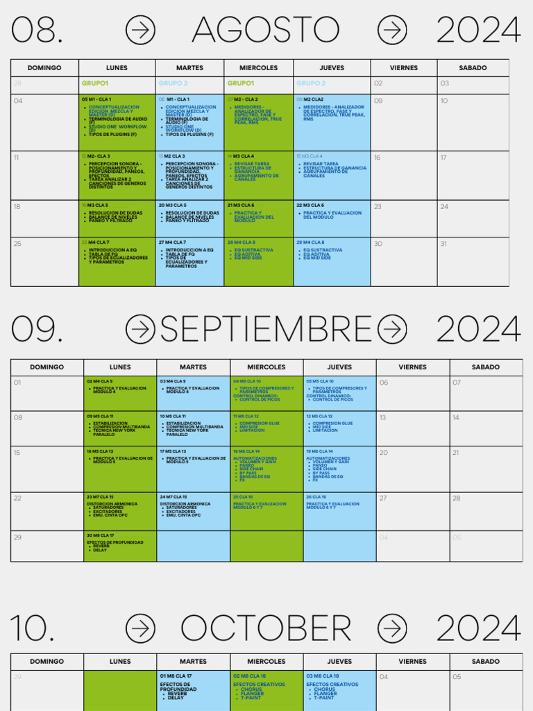 Cronograma de Estudio Curso Mezcla | PDF