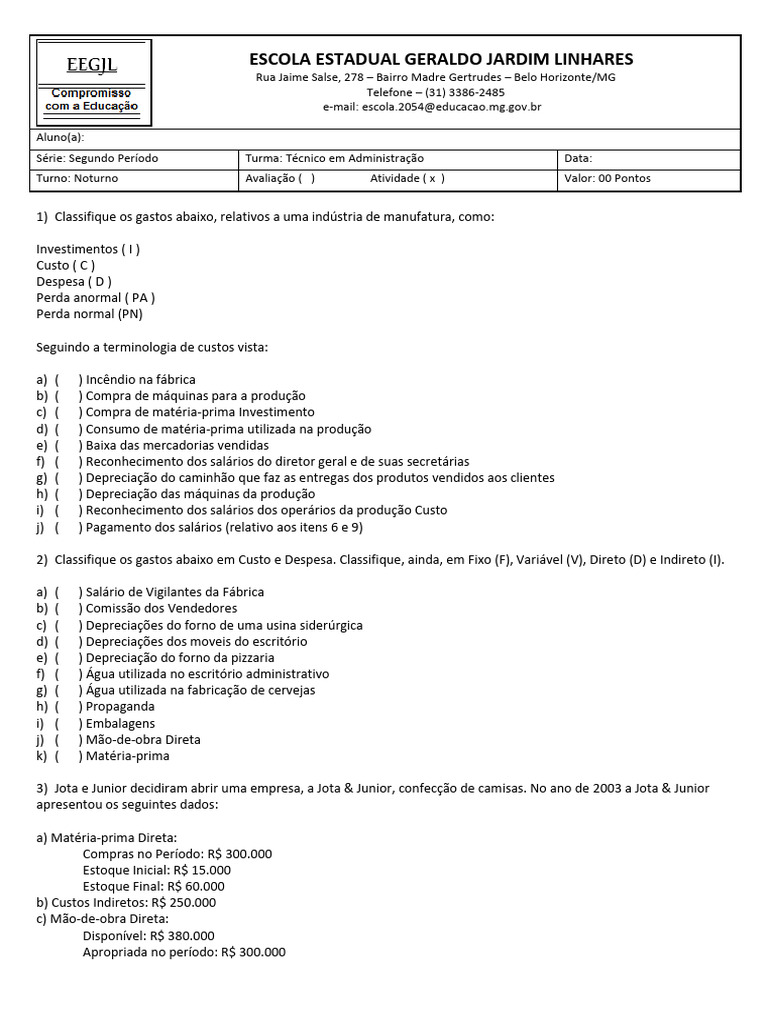 Exercicios Aula 03 | PDF