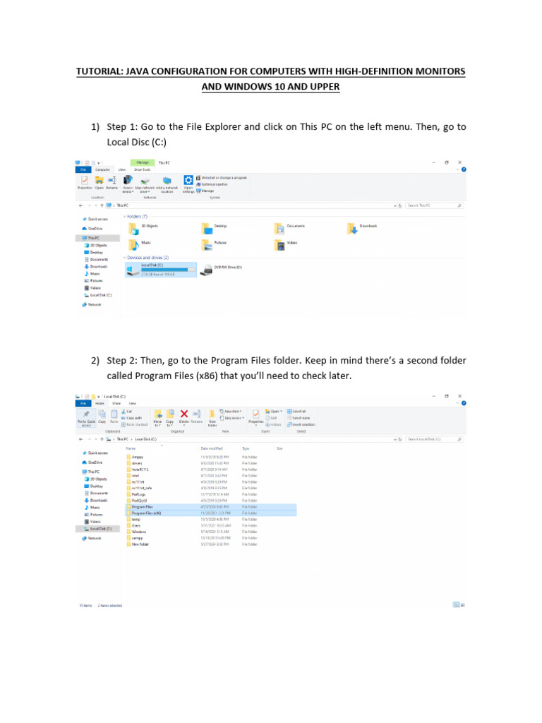 Tutorial Java Configuration For High-Definition Windows Computers | PDF