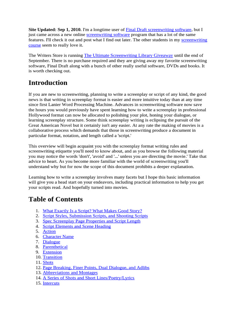 How To Write A Movie Script | Pdf