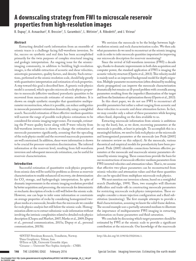 A Downscaling Strategy From FWI To Microscale Reservoir | PDF
