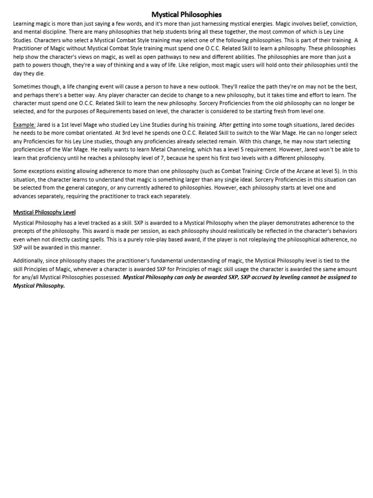 3b-Magic Philosophies Proficiencies-Megaversal v3 | PDF