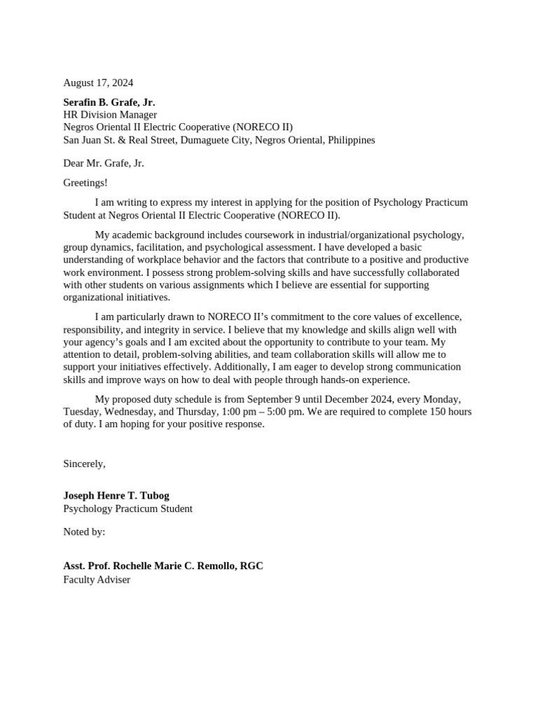 Sample Application Letter | PDF