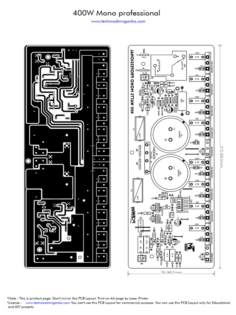 400 Watt Mono Professional Amp | PDF | Printed Circuit Board ...