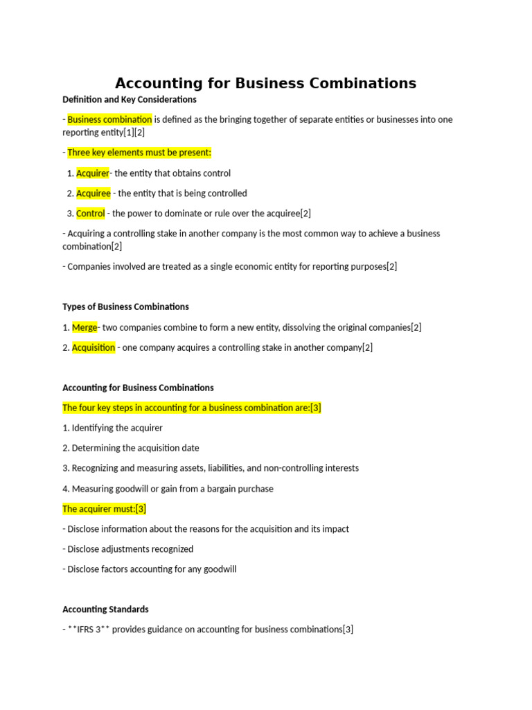 Accounting For Business Combinations | PDF | Goodwill (Accounting ...