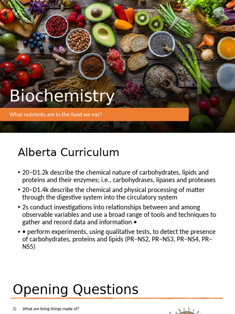 01 Biochemistry - Nutrients in Food A | PDF