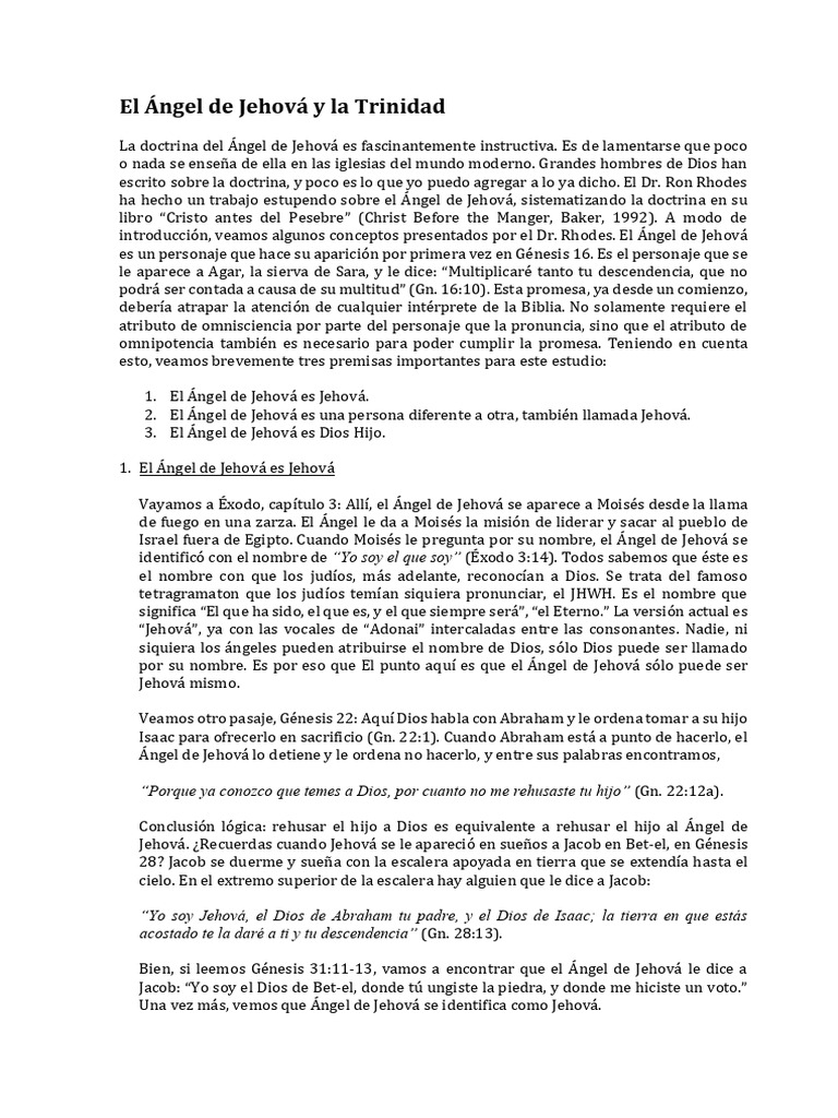 El Ángel de Jehová y La Trinidad | PDF