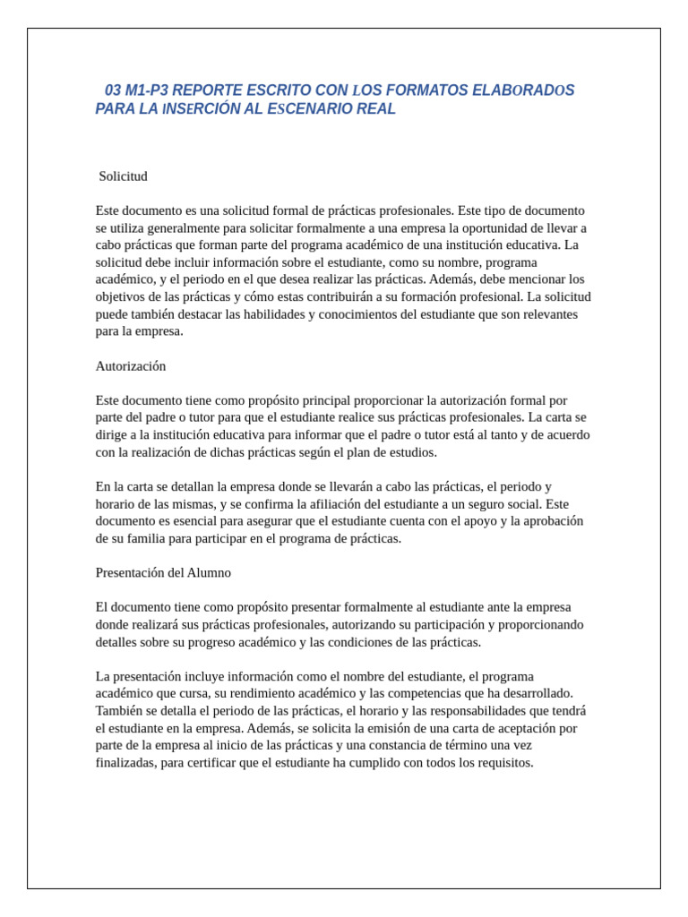 03 M1-P3 Reporte Escrito Con Os Formatos Elab RAD S para La NS Rción Al E Cenario Real | PDF