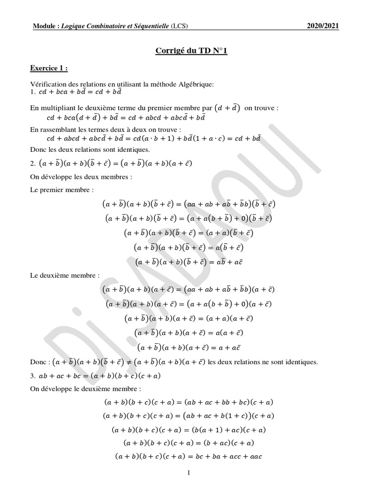 td1 Lcs 2021 Corrige | PDF